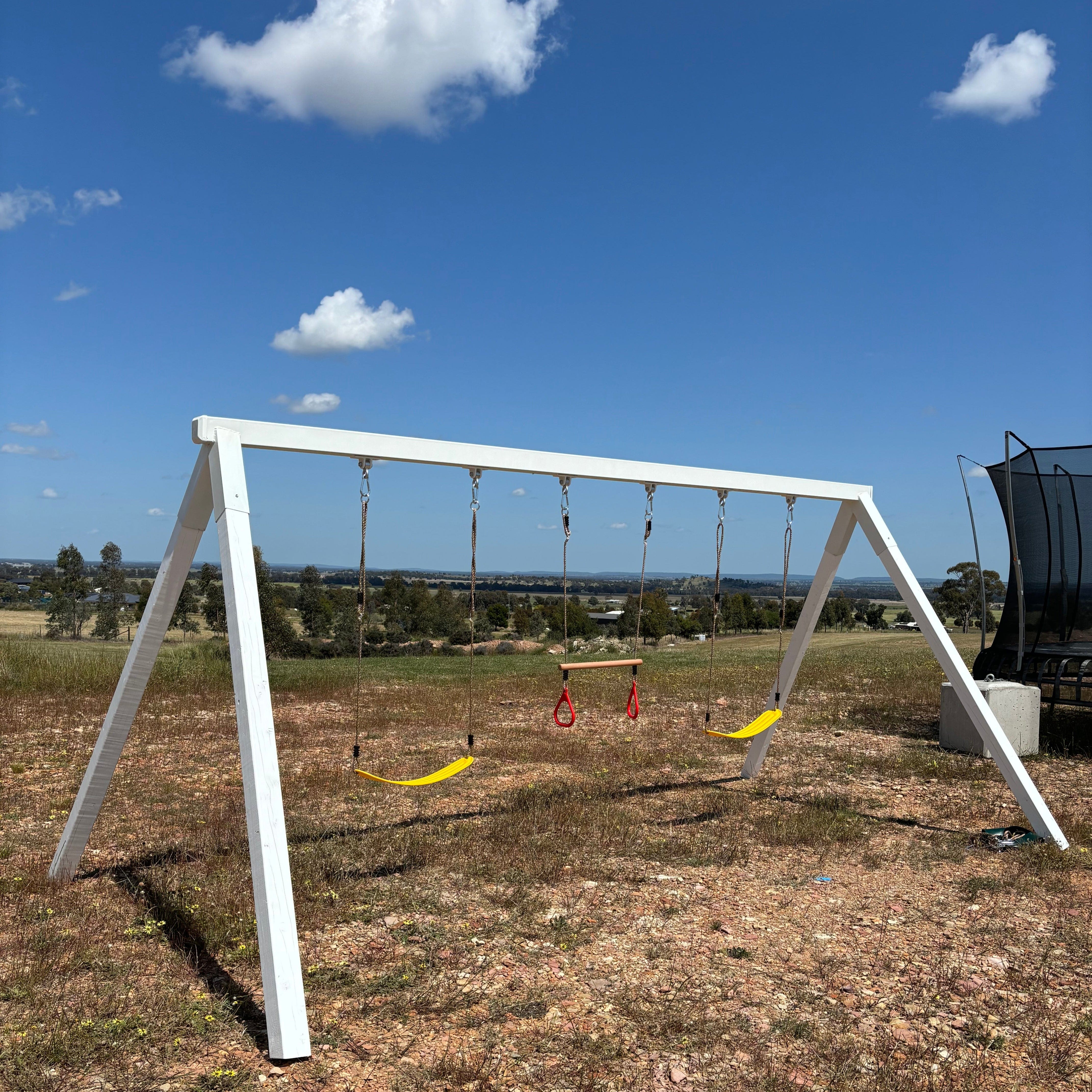 Commercial Triple Swing Set with Timber Legs – Prestige Coops and Cubbies